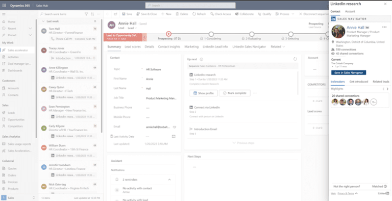 LinkedIn Sales Navigator & Dynamics 365 Sales Integration