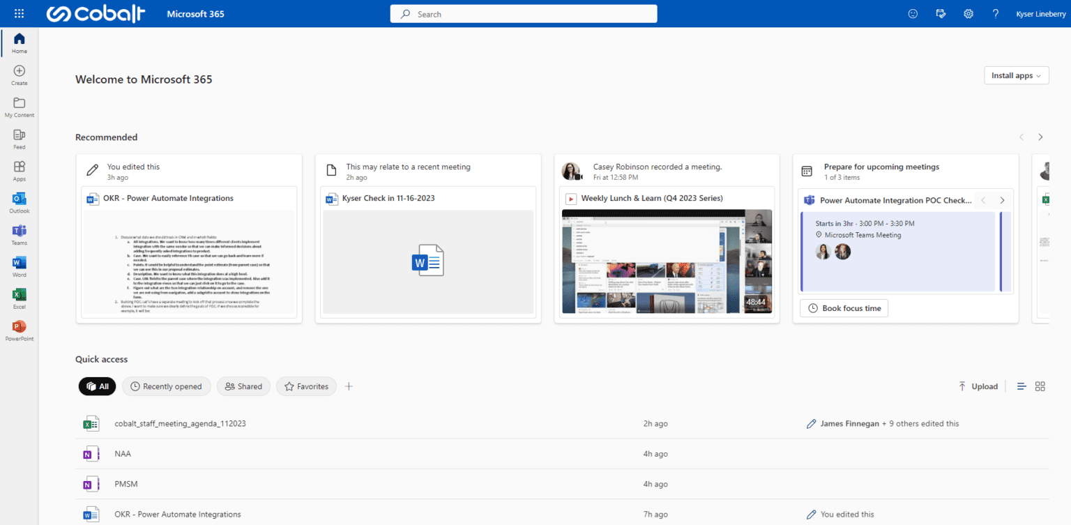 SharePoint Homepage - Cobalt